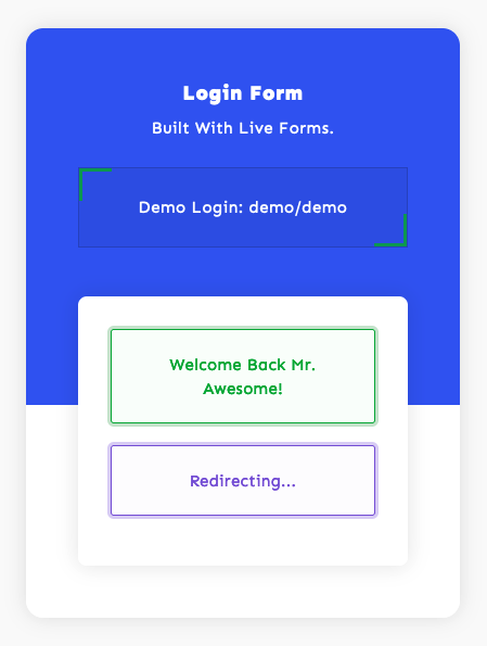 Login Success - Live Forms